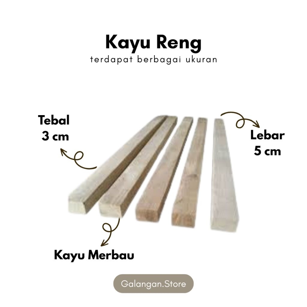 Jual Kayu usuk/ kayu merbau/ kayu meranti ukuran 3 cm x 5 cm panjang ...
