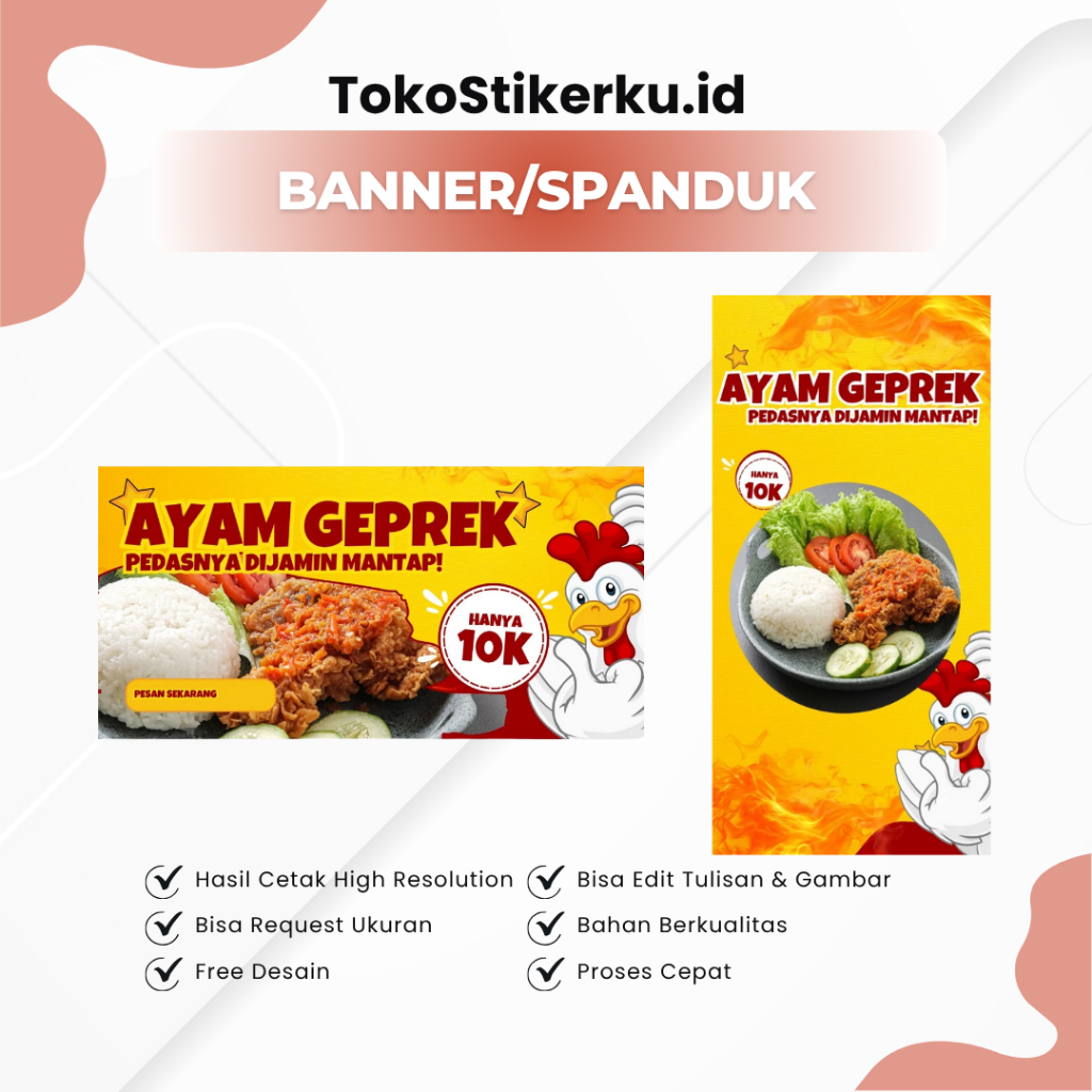 Jual banner ayam geprek ayam crispy ukuran 100x50 tanpa PO | Shopee ...