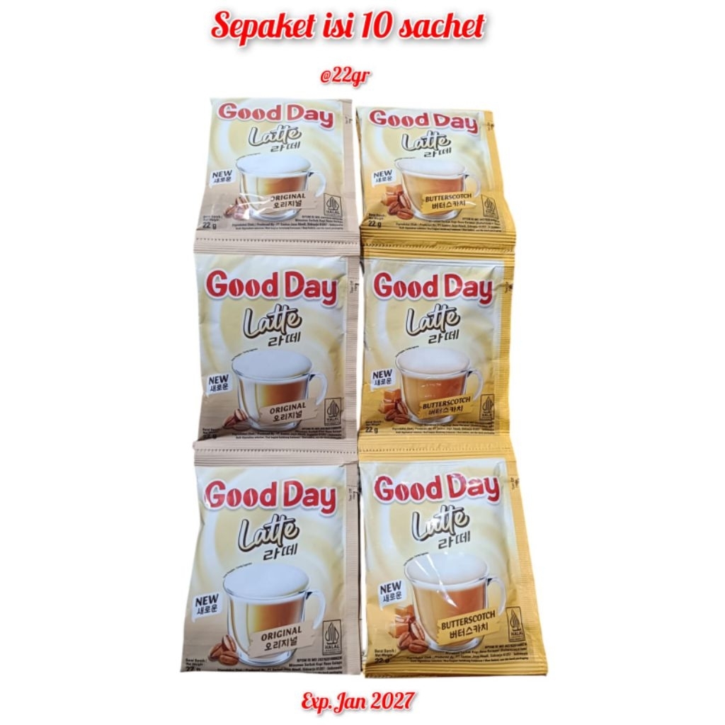 Jual GOOD DAY LATTE ORIGINAL & BUTTERSCOTCH (10 SACHET) @22gr | Shopee ...