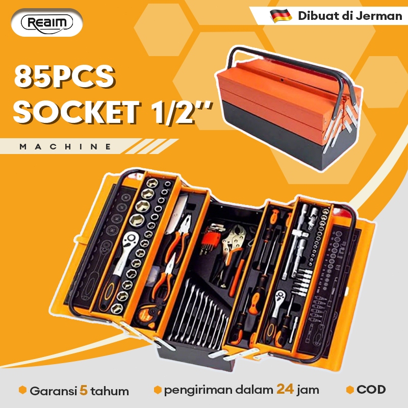 Jual REAIM Tool Box 85 Pcs Kunci Sok Set Pekerjaan Otomotif Tool Set ...