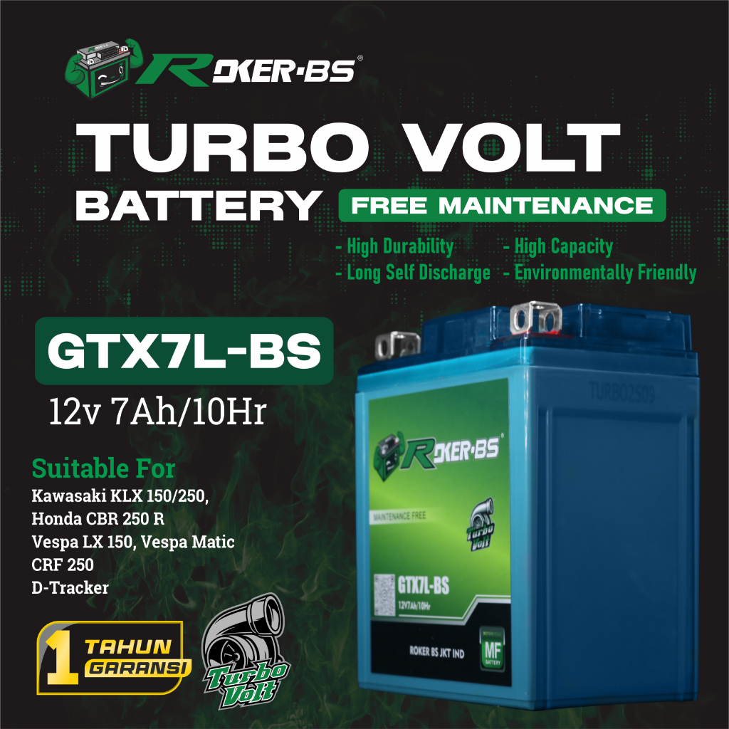 Jual AKI BATERAI TURBO VOLT BATTERY 12v Aki Motor Aki Kering 5Ah/6Ah ...