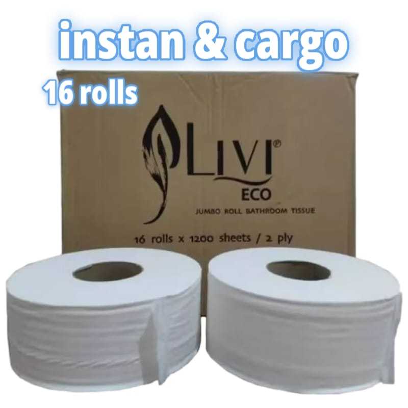 Jual LIVI TISU ROLL JUMBO 1200'S/2PLY ( 1DUS ) TISU TOILET ROLL JUMBO ...