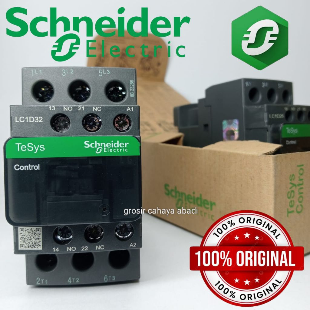Jual contactor schneider 50a lc1d32f7 3phase 110vac kontaktor Schneider ...