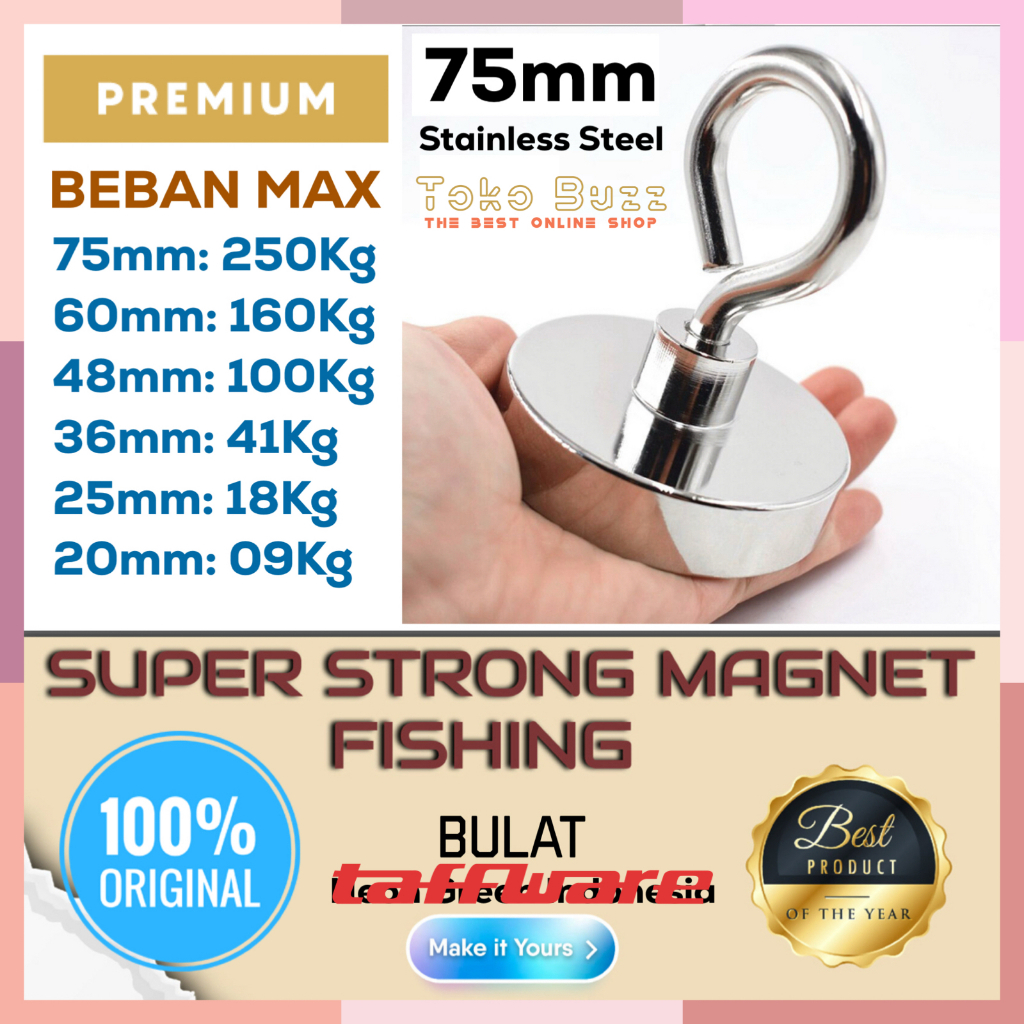 Jual MAGNET FISHING NEODYNIUM STRONG Diameter 75mm 60mm 48mm 36mm ...