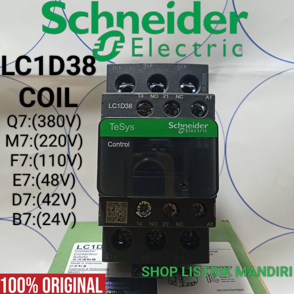Jual contactor Schneider lc1d38e7/lc1d38 e7 48vac 3phase 50a | Shopee ...