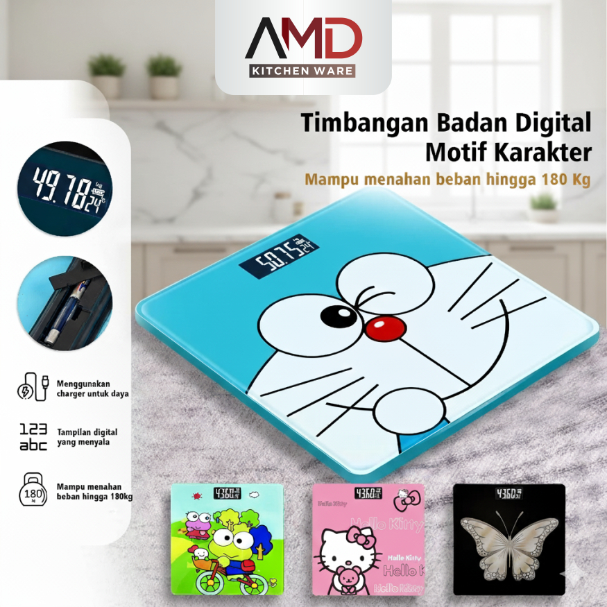 Jual Timbangan Badan Karakter Timbangan Digital LCD Kaca 180 KG ...