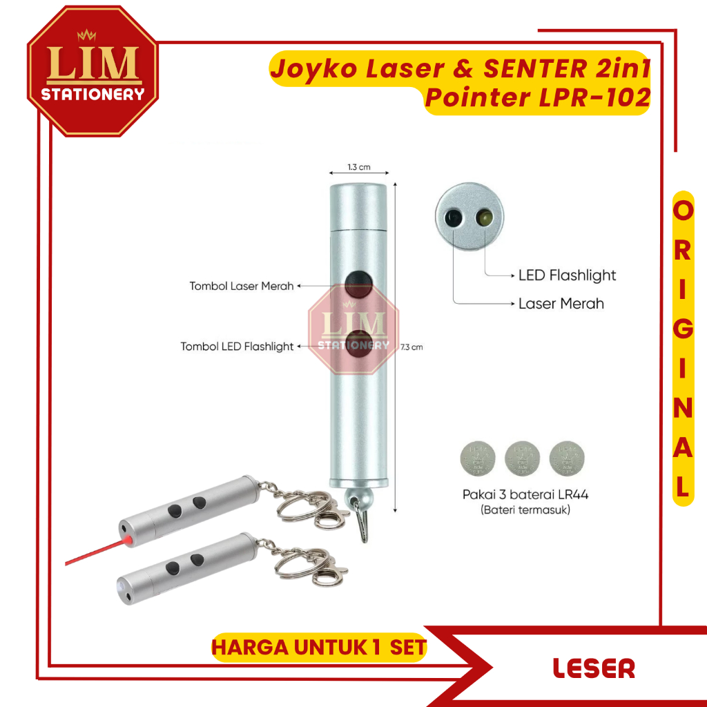 Jual Joyko Laser & SENTER 2in1 Pointer LPR-102 Merah Laser Penunjuk ...