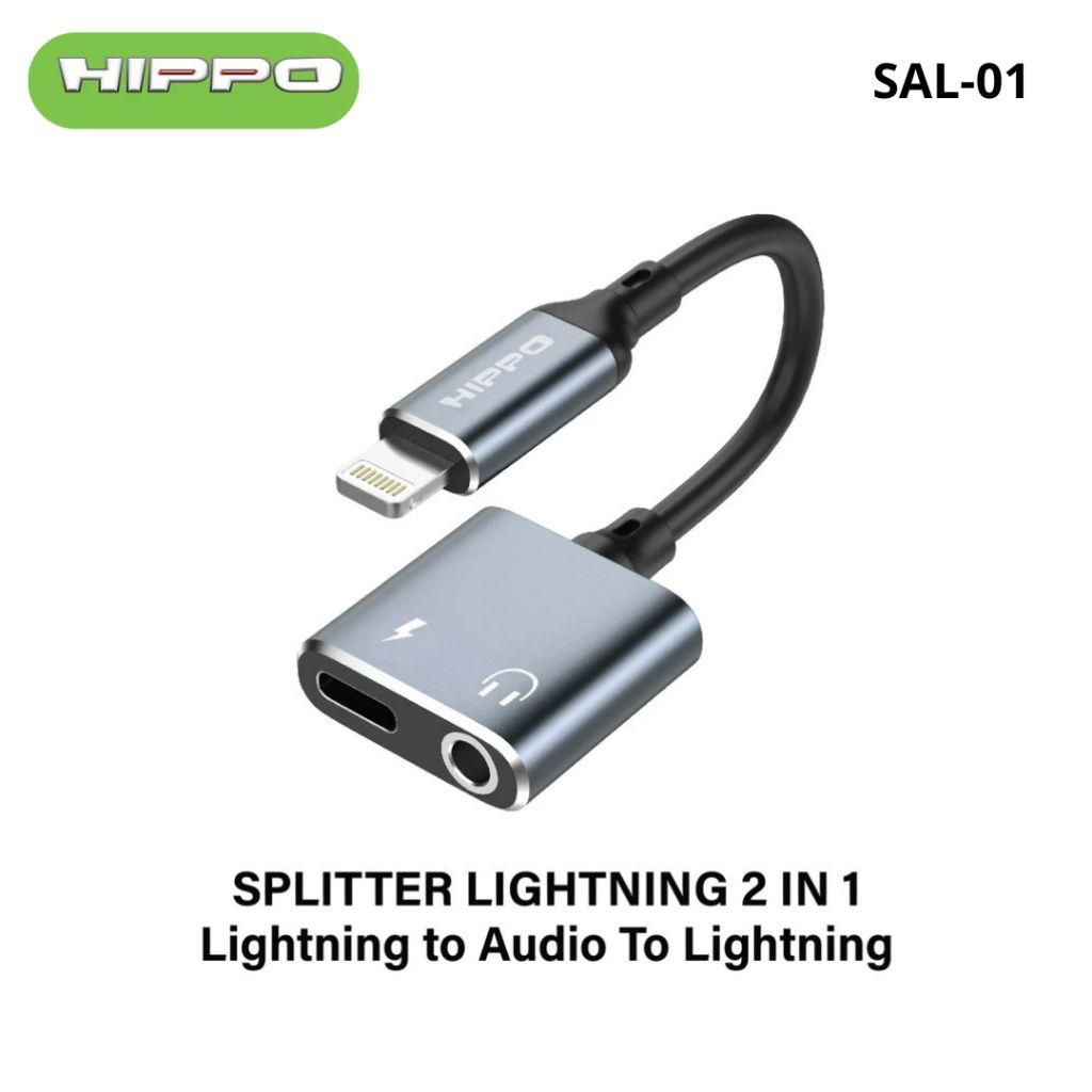 Jual HIPPO Kabel SPLITTER SAL-01 2in1 Lightning to Jack 3.5mm Converter ...