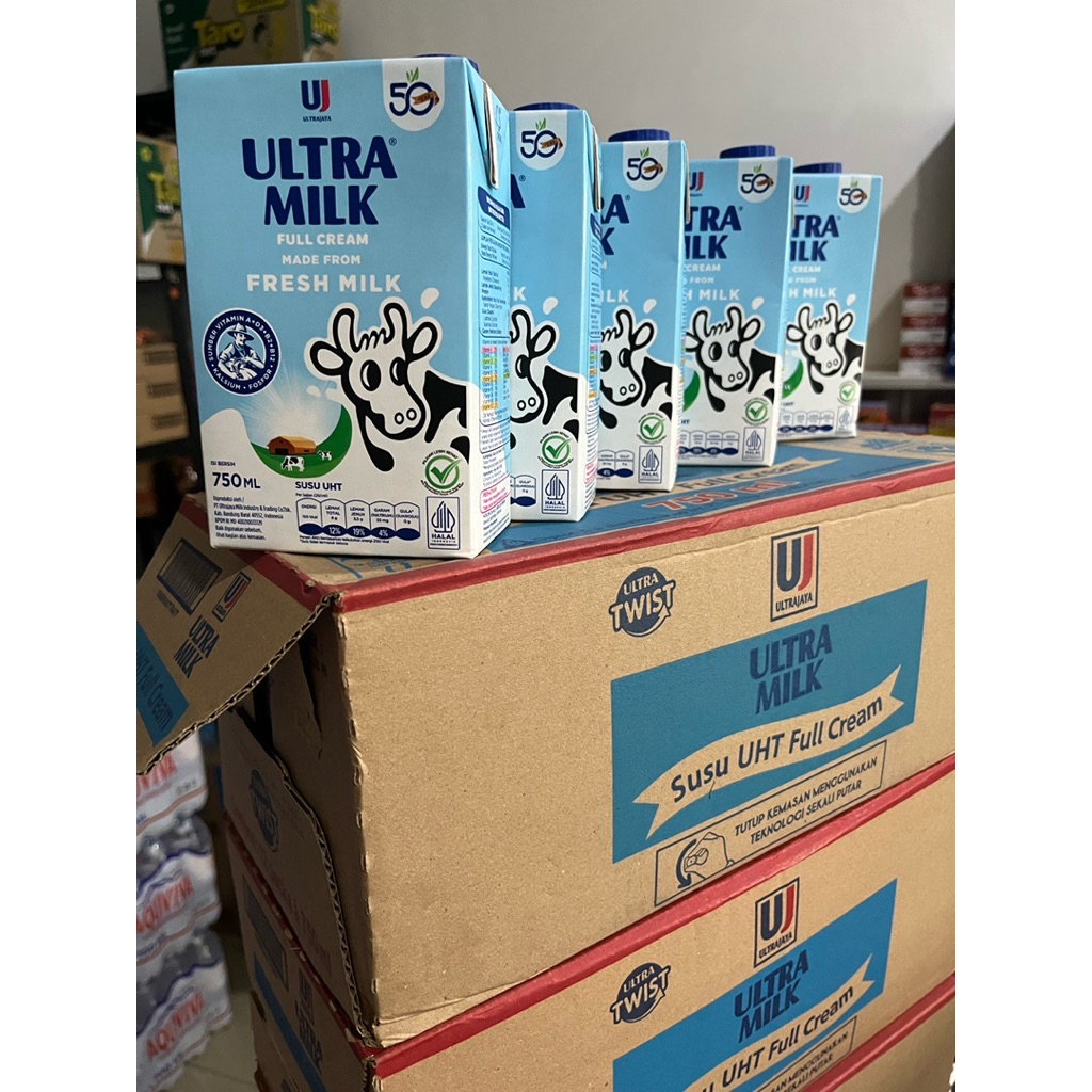 Jual Ultra Milk Full Cream 750 ml isi Paket 3 pcs (instan / Gosend ...