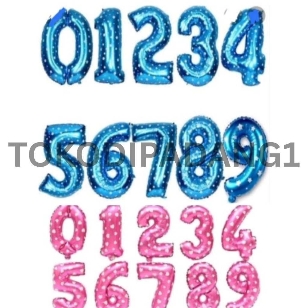 Jual TOKODIPADANG1 BALON ANGKA PINK BIRU 40CM balon angka pink love ...