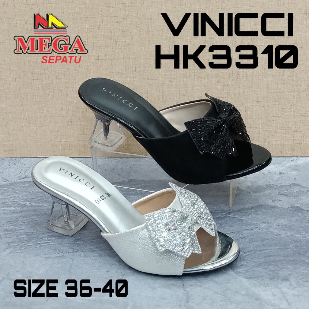 Jual SANDAL SLOP PESTA TERBARU MEREK VINICCI HK3310 HAK KACA TINGGI 7CM ...