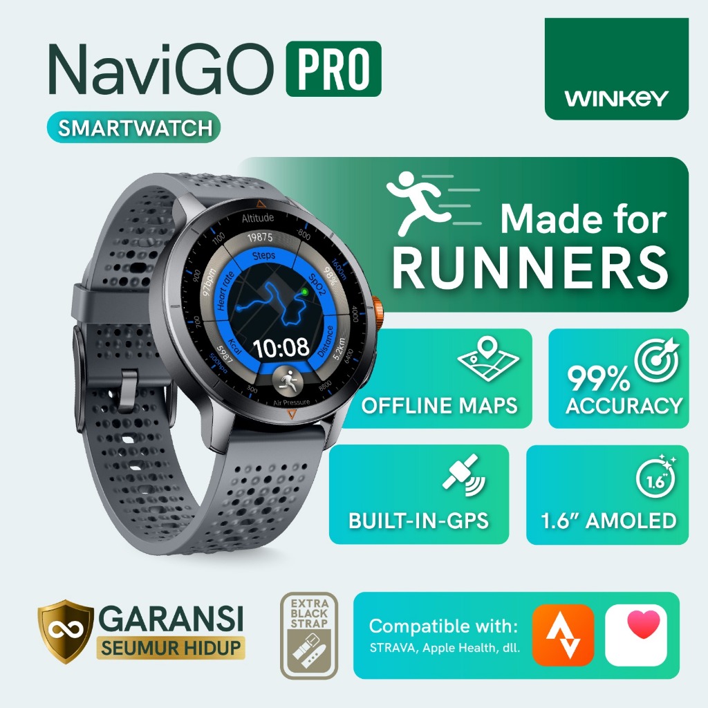 Jual WINKEY Smartwatch NaviGO PRO - STRAVA Connectivity | Akurat 99% ...