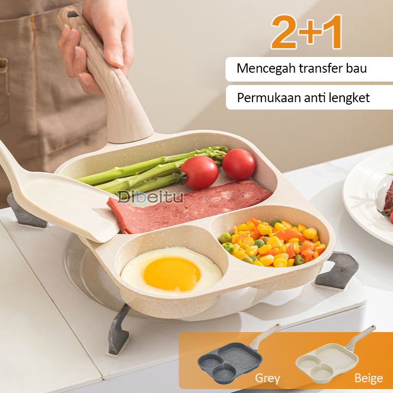 Jual Frying Pan Egg 3 Hole Grill for Pancake and Sosis/ Panci Grill ...