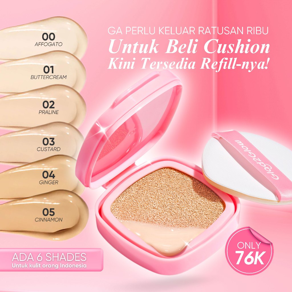 Jual [100%ORI] Glad2glow Cushion Foundation-6 Shades untuk Semua Jenis ...