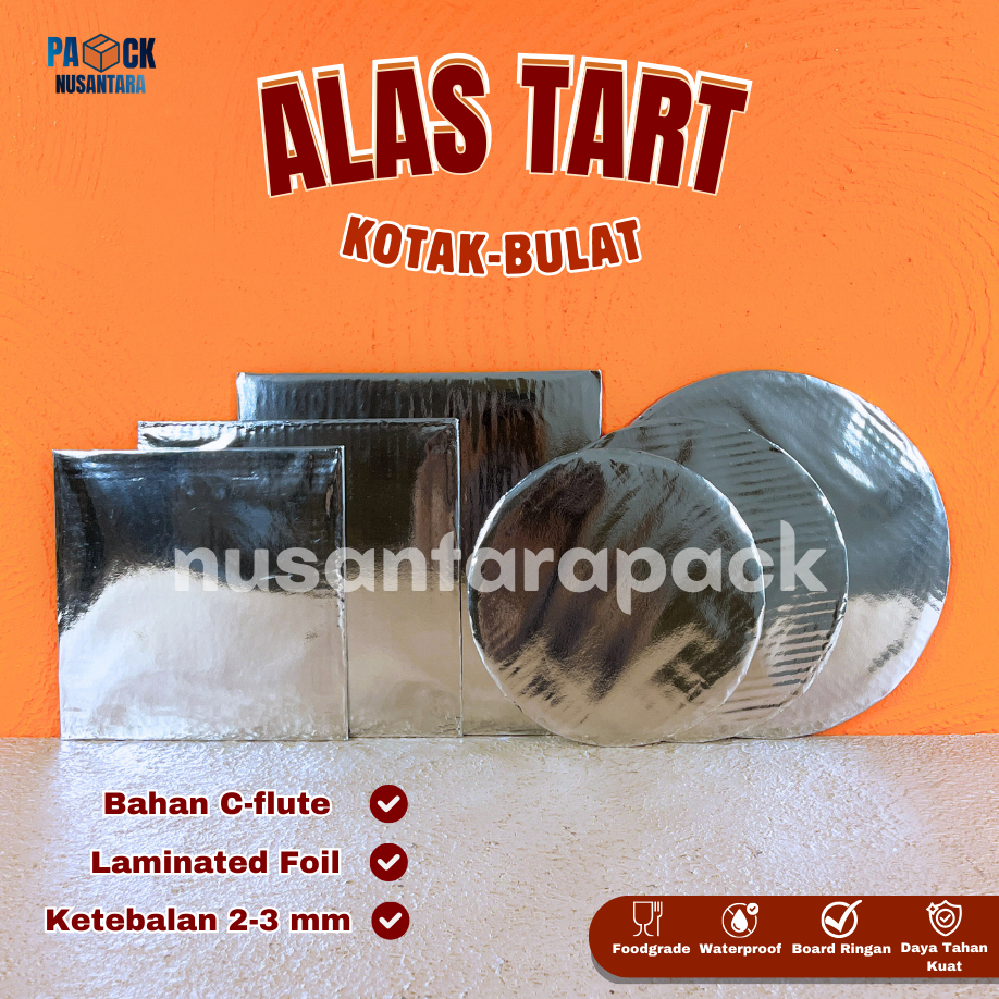 Jual Alas Tart Cake Bulat Kotak Persegi Silver Foil 20 22 24 25 26 28 ...
