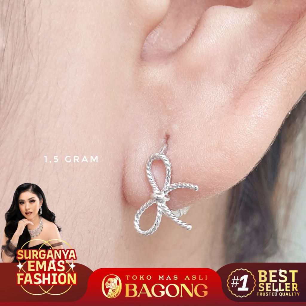 Jual ANTING FASHION PITA PUTIH 17K/750 - ASLI BAGONG GOLD BAGONG EMAS ...