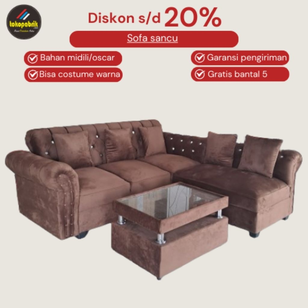 Jual Sofa l sudut Minimalis / Sofa Sancu / Sofa l putus / Kursi Tamu ...