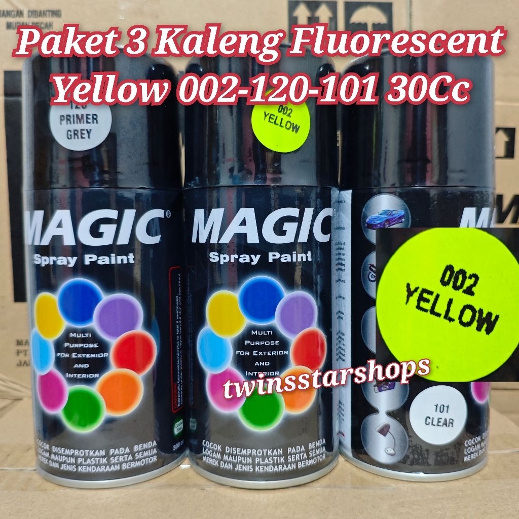 Jual Pilok Pilox Pylox Cat Magic Paket 3 Kaleng Fluorescent Yellow 002 ...