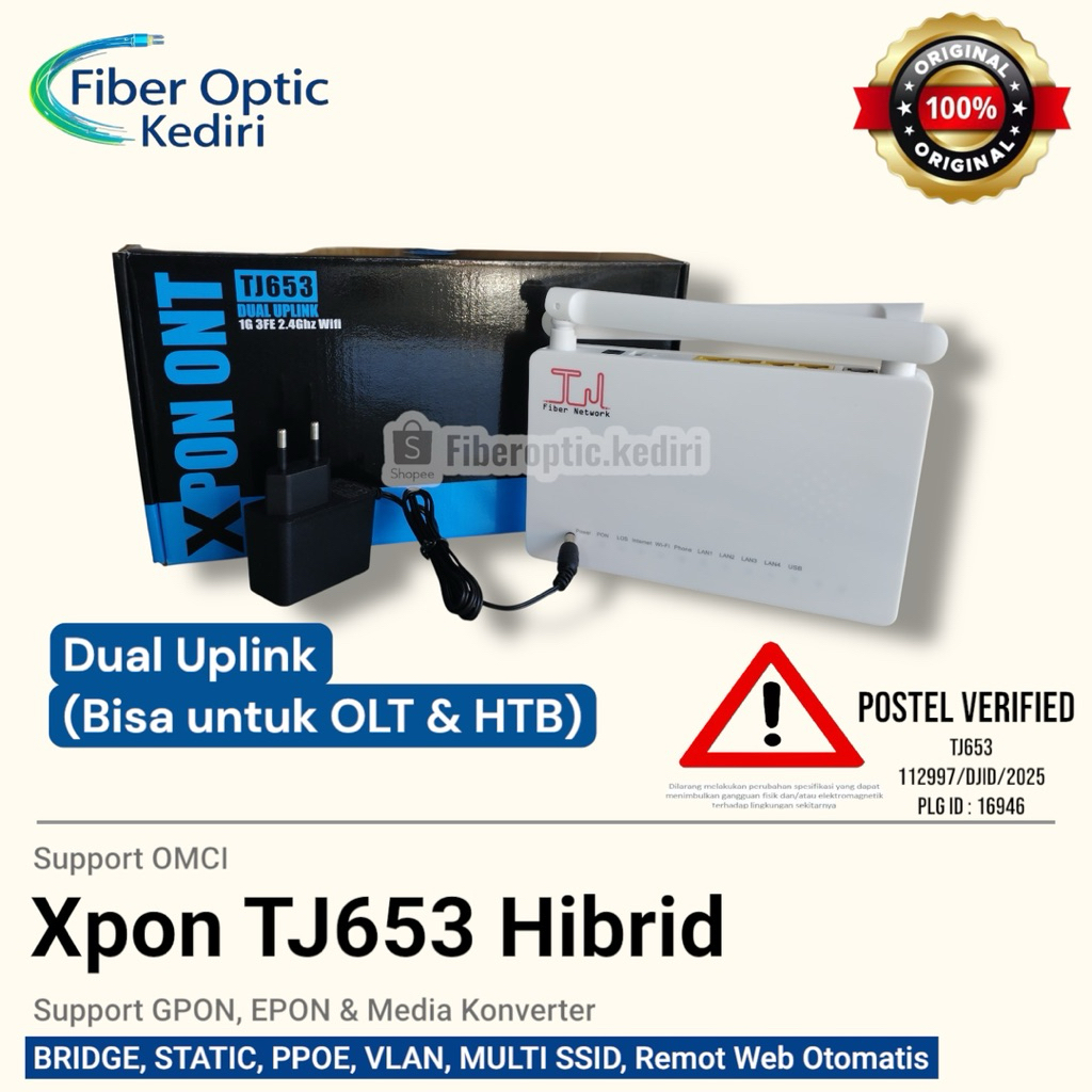 Jual Onu TJ653 Xpon Postel Dual Uplink gigabit port ethernet modem epon ...