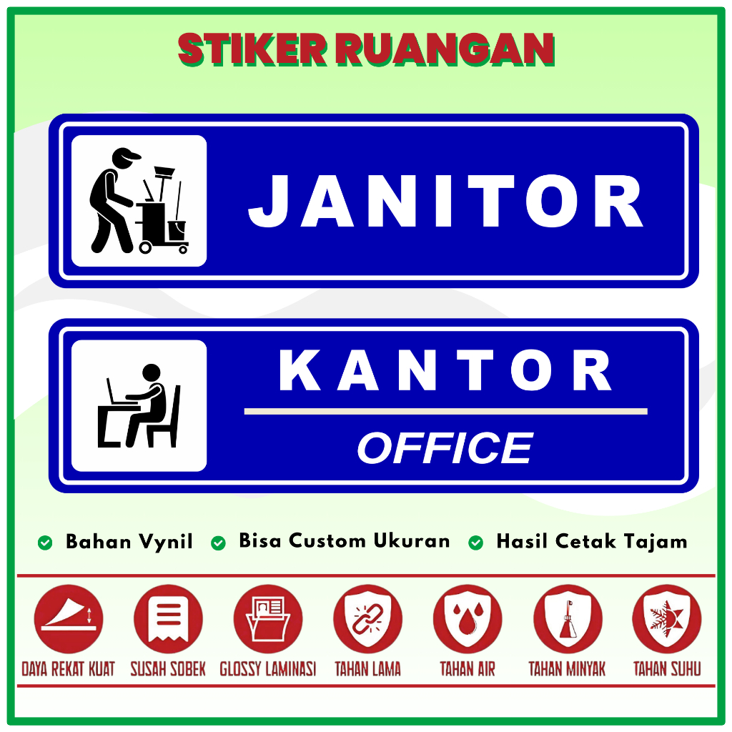 Jual Stiker Ruang Janitor / Stiker Kantor / Sticker Ruang Office -26x9 ...