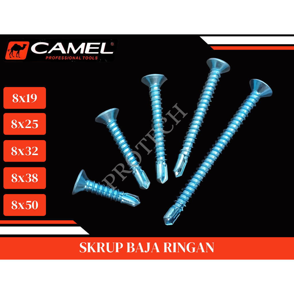 Jual CAMEL / SEKRUP BAJA RINGAN SDS FLAT HEAD ROOFING 8x19 8x25 8x32 ...