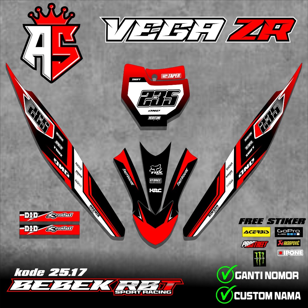 Jual (COD) STICKER STRIPING MOTOR BRT VEGA ZR RBT BEBEK MODIF SUPERMOTO ...