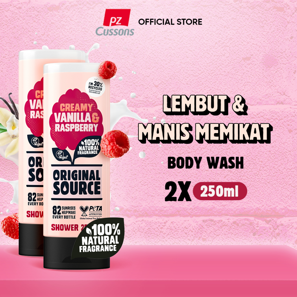 Jual Original Source Body Wash Vanilla & Raspberry 250ml x2 – Raspberry ...