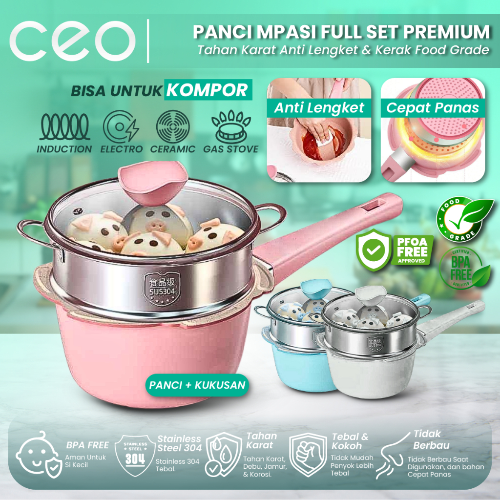Jual CEO Panci Susu dan Steamer Kukusan Set Masak Mpasi Bayi Peralatan ...