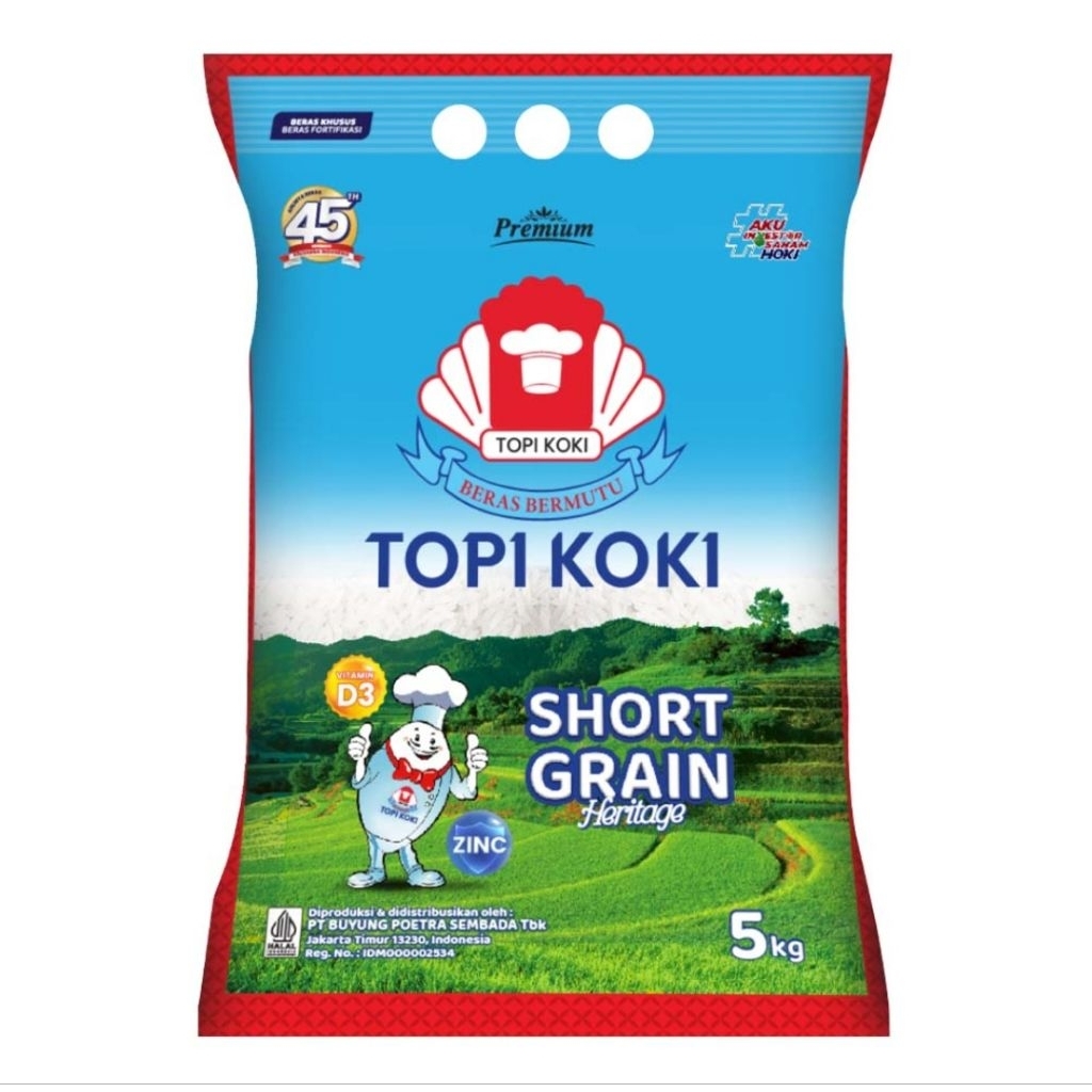 Jual Topi Koki Short Grain Beras Bulir Pendek Heritage 5 kg | Shopee ...