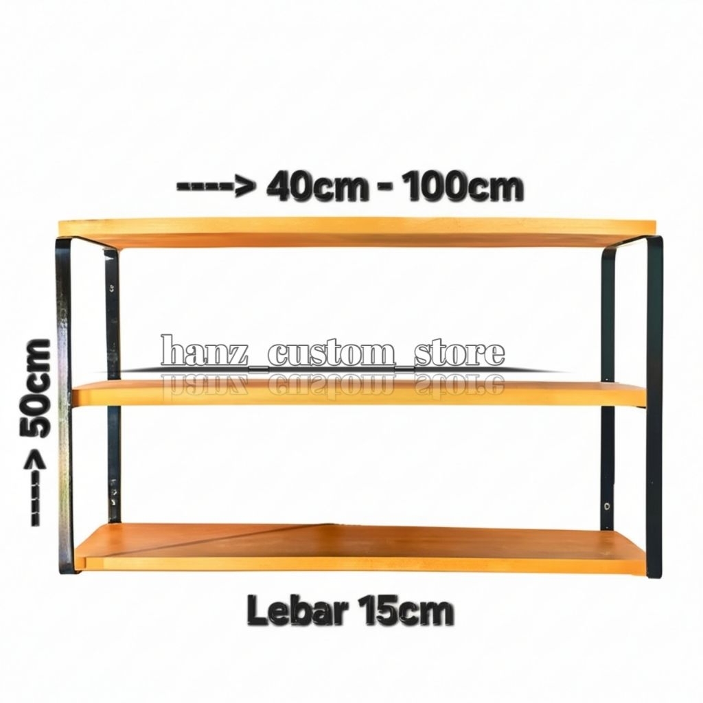 Jual Rak Dinding 3 Susun Lebar 15cm Bahan kayu dan Besi minimalis ...