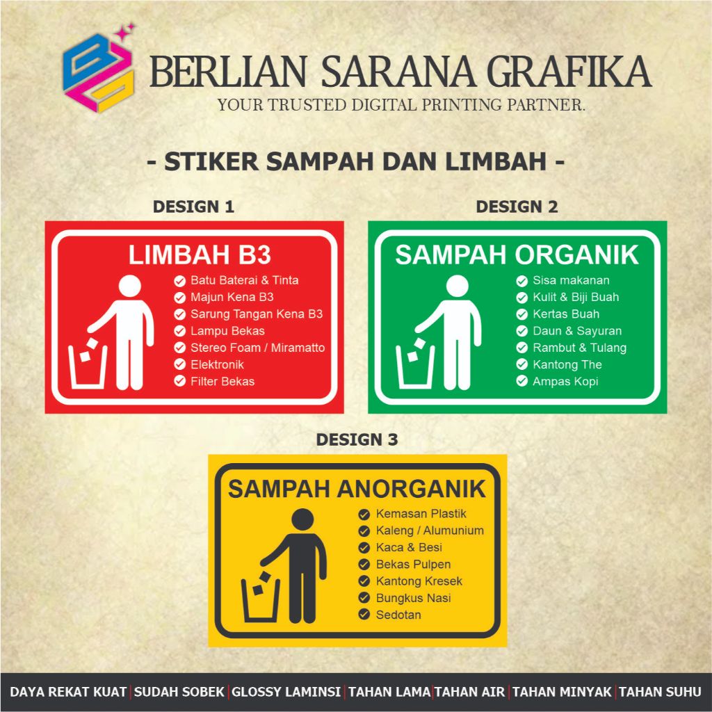Jual STIKER LABEL TEMPAT SAMPAH, STIKER SAMPAH ORGANIK, STIKER SAMPAH ...