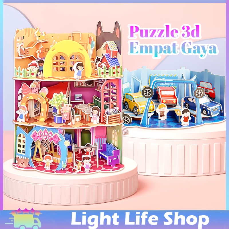 Jual 4PCS/SET 3D Puzzle Parent Child Interactive Children's Puzzle Toy ...