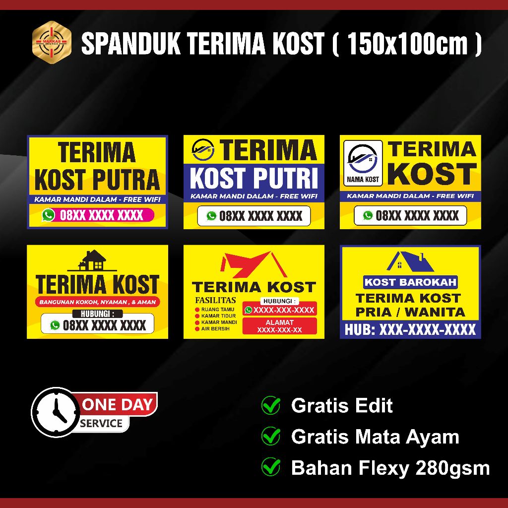 Jual [ 150x100cm ] Banner / Spanduk Custom Ada Kost Kosong / Terima ...