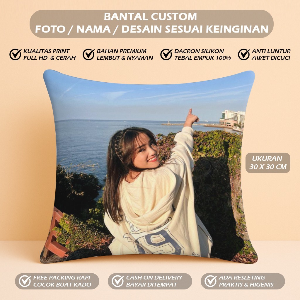 Jual Bantal Foto Custom Full Print 30x30cm Free Edit 1 Hari Jadi ...