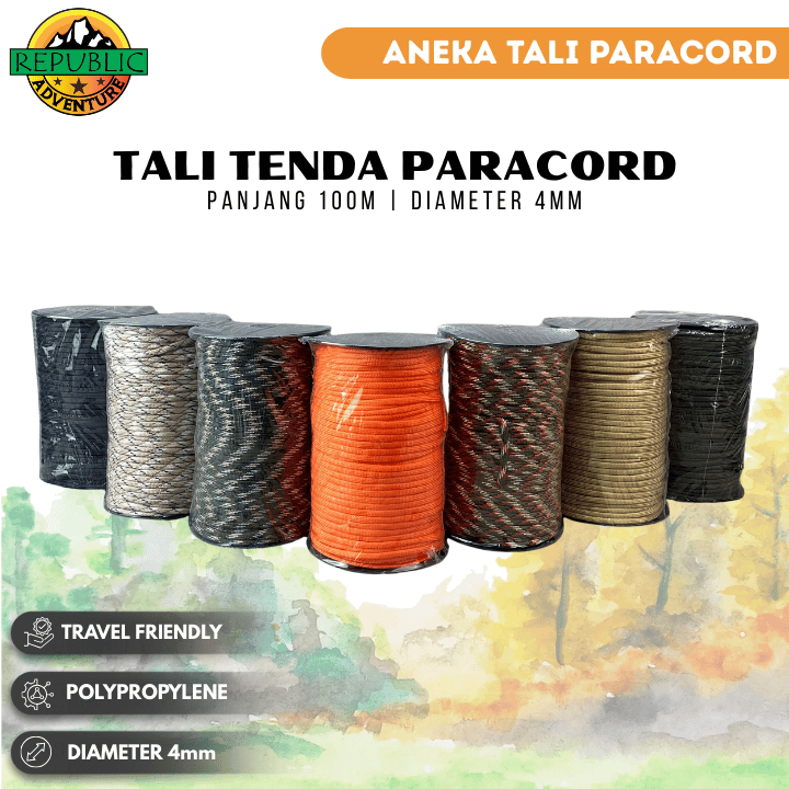 Jual TAFFSPORT TALI TENDA PARACORD ROPE TENT PRUSIK CAMP CLOTHES DRYING ...