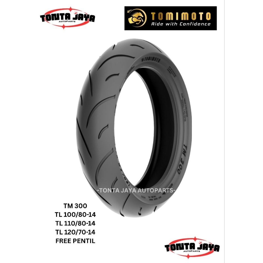 Jual Ban Luar Metic Tubeless Free Pentil TOMIMOTO TM300 100/80-14 ...