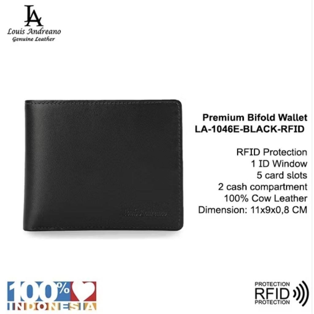 Jual LA-1046E-RFID - Louis Andreano - Dompet Pria RFID | Dompet Lipat ...