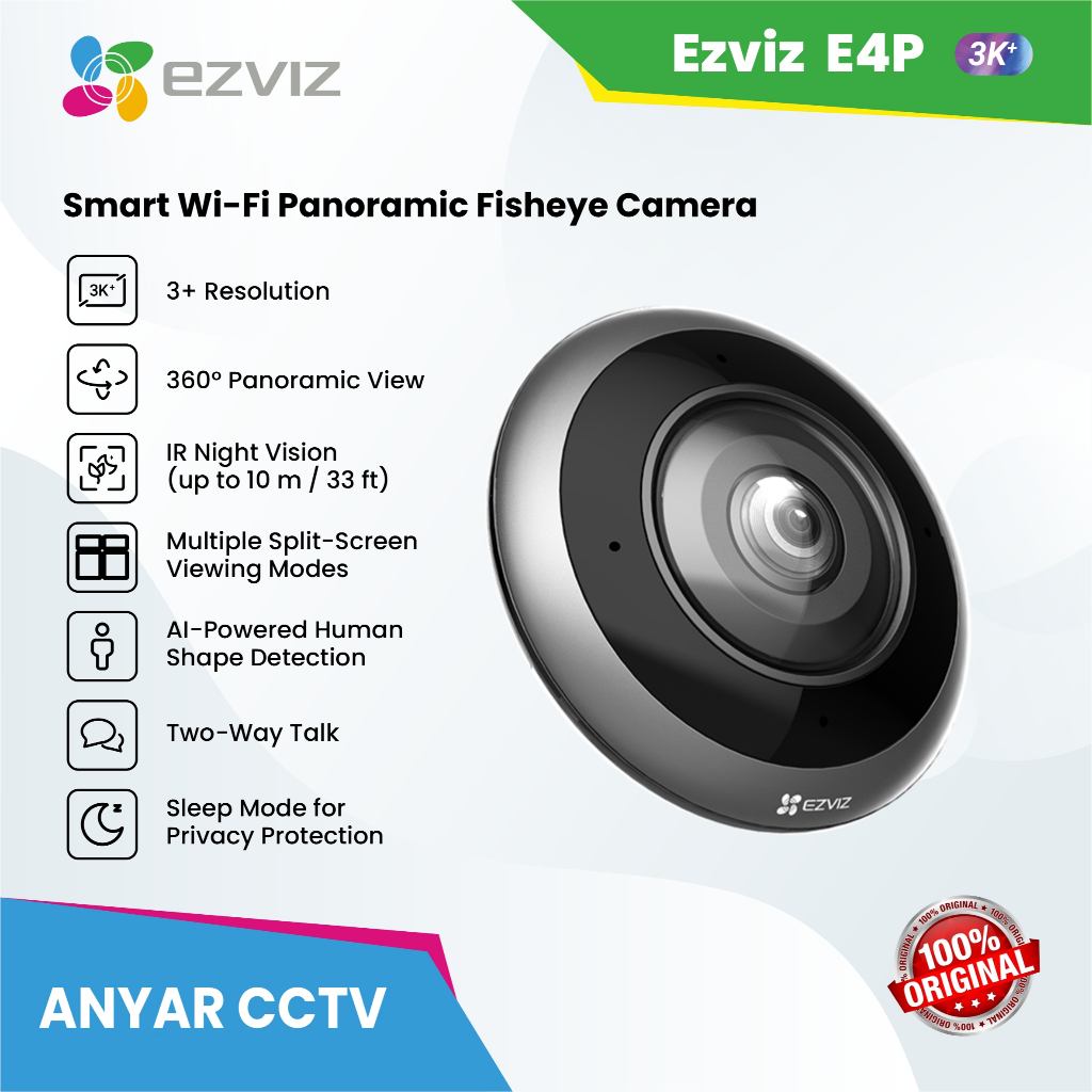 Jual EZVIZ E4P 6MP 3K+ Smart Home Wi-Fi Camera Panoramic Fisheye CCTV ...