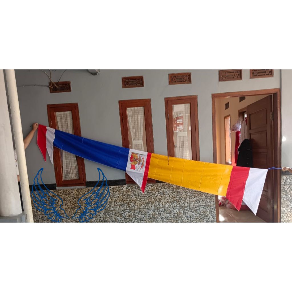 Jual bendera bandir model biru kuning ukuran 3 meter | Shopee Indonesia