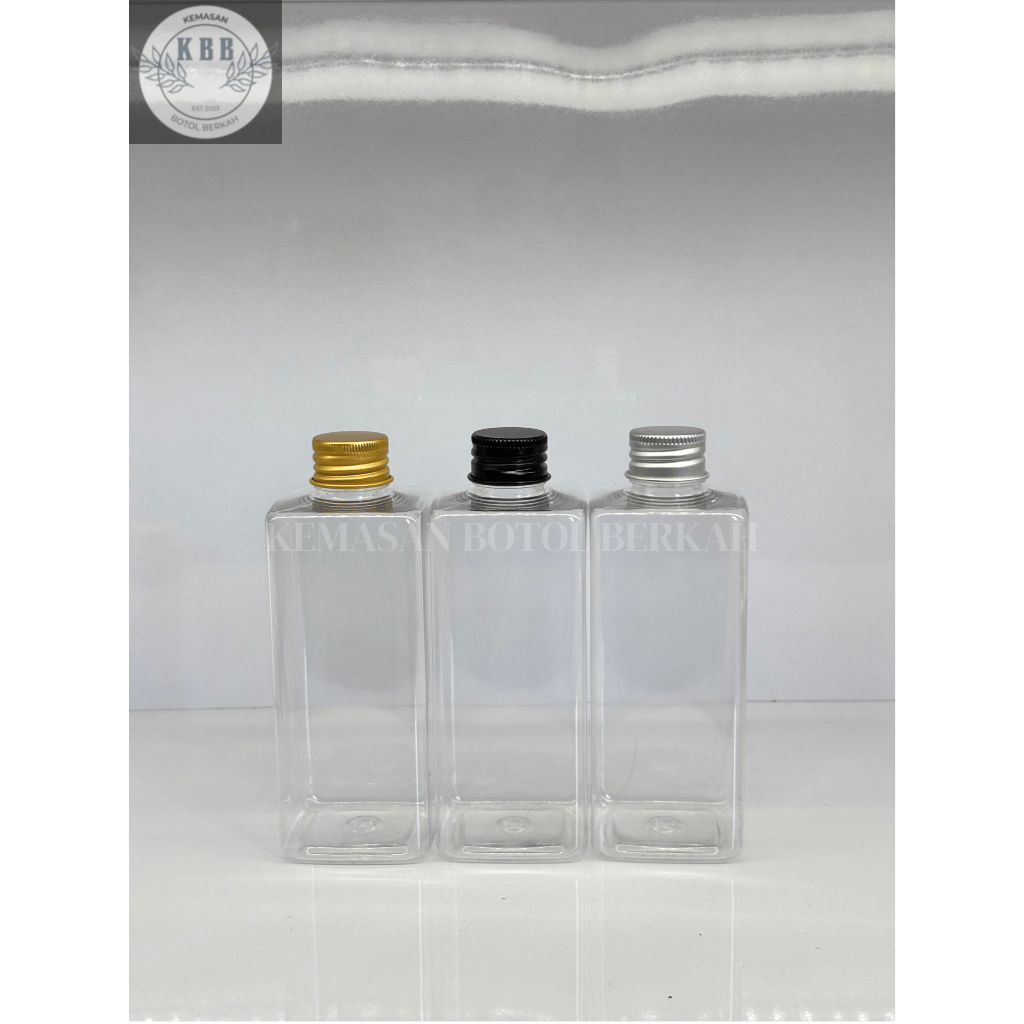 Jual BOTOL KOTAK 250ML CLEAR N24 TUTUP SCREW ULIR ALUMUNIUM | Shopee Indonesia