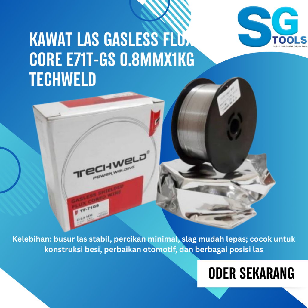 Jual Techweld kawat las gasless FLUX CORE E71T-GS 0.8MMX1KG | Shopee ...