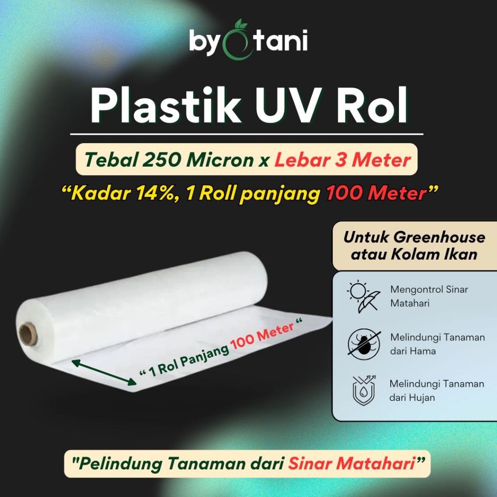 Jual 1 Roll Plastik UV Greenhouse Tebal 250 Mikron 14% Lebar 3 Meter ...