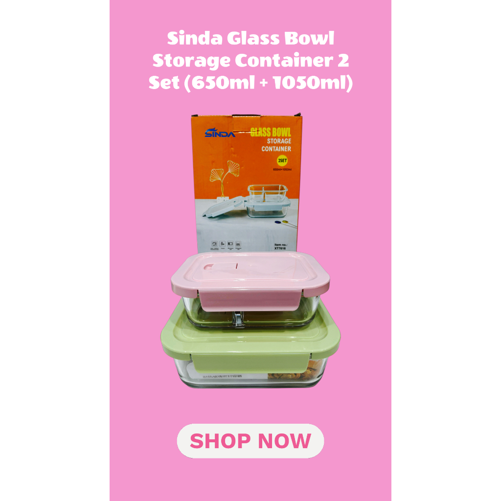 Jual Sinda Storage Kotak Penyimpanan Kontainer Makanan Bekal Kaca Kotak ...
