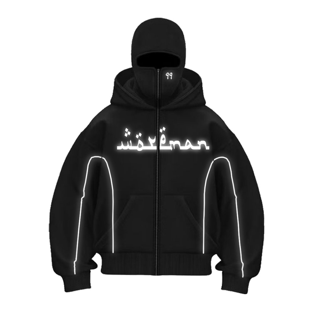 Jual WRMN Double Zipper Balaclava Arabic Reflektif Hoodie Zipper Boxy ...