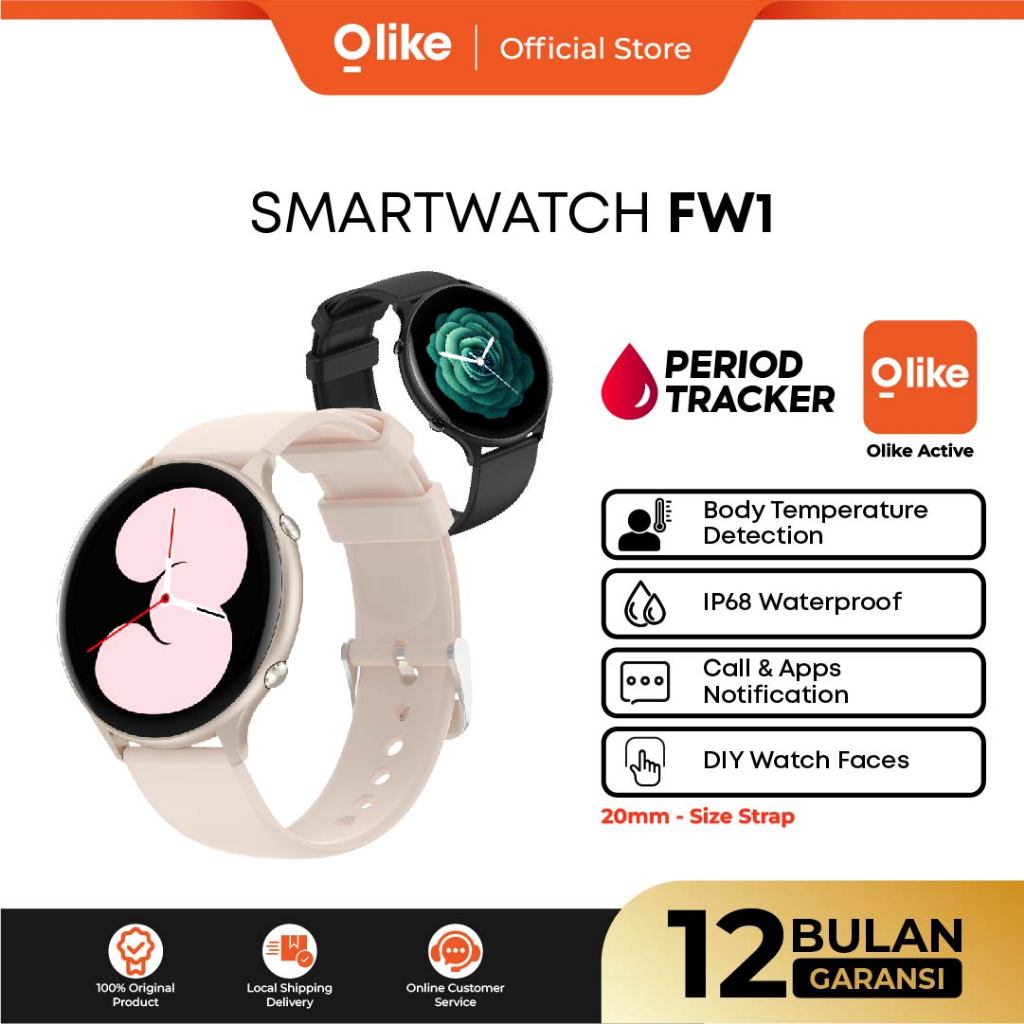 Jual Olike Smartwatch FW1 Watch SE 20mm Bluethooth Call Water Resistant ...