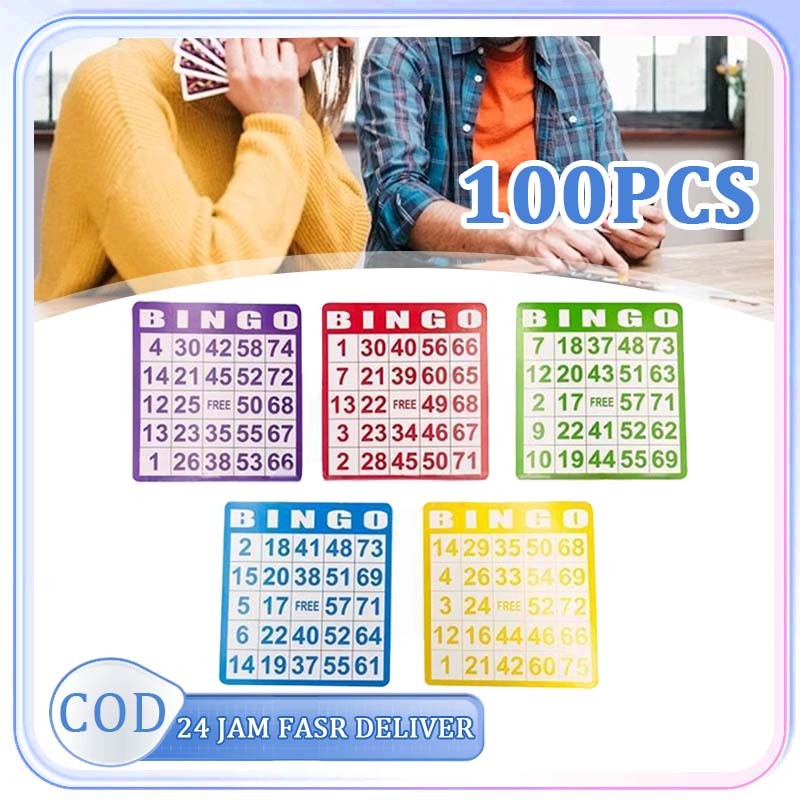 Jual Kartu Bingo 100pcs Papan Bingo Card 5 Warna Bingo Set Bingo Card ...