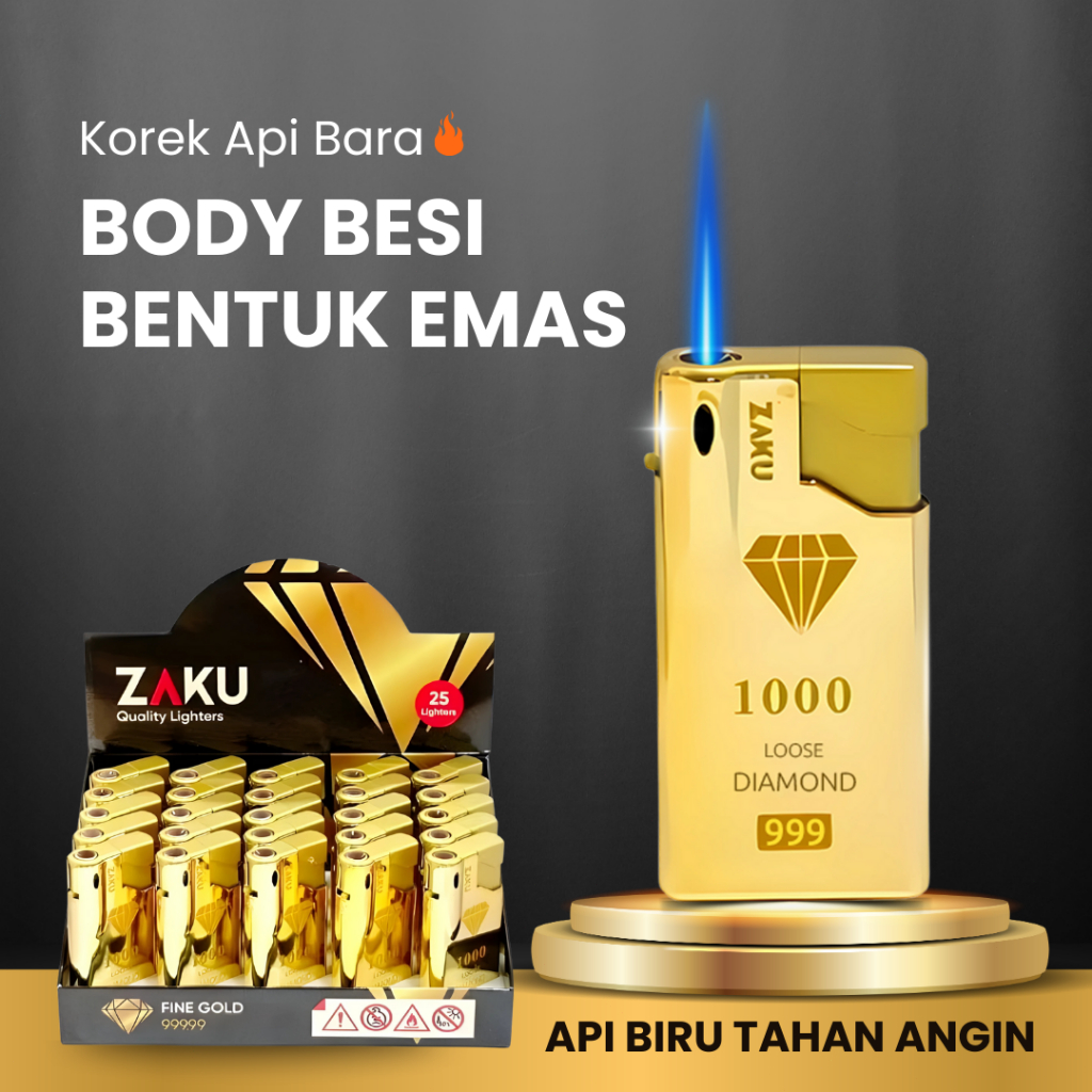 Jual Korek Api Bara Body Besi Kuat Model Gold 10PCS Anti Angin Bisa ...