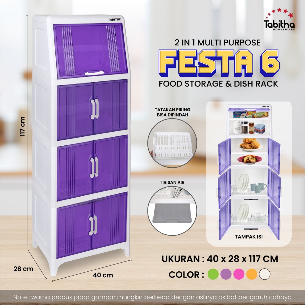 Jual Tabitha Lemari Piring Festa 2 in 1 Food Storage Food Cabinet ...