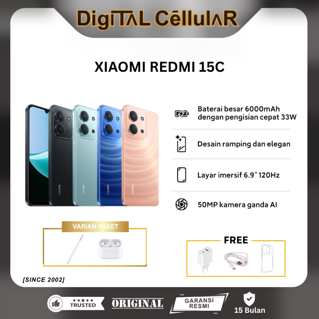 Jual XIAOMI REDMI 14C 15C 6/128 GB 8/256 GB GARANSI RESMI | Shopee ...