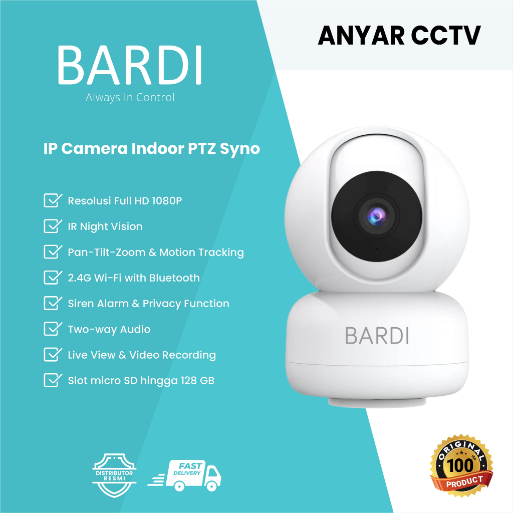 Jual BARDI Smart IP Camera Indoor PTZ Syno Full HD 3MP Garansi Resmi ...